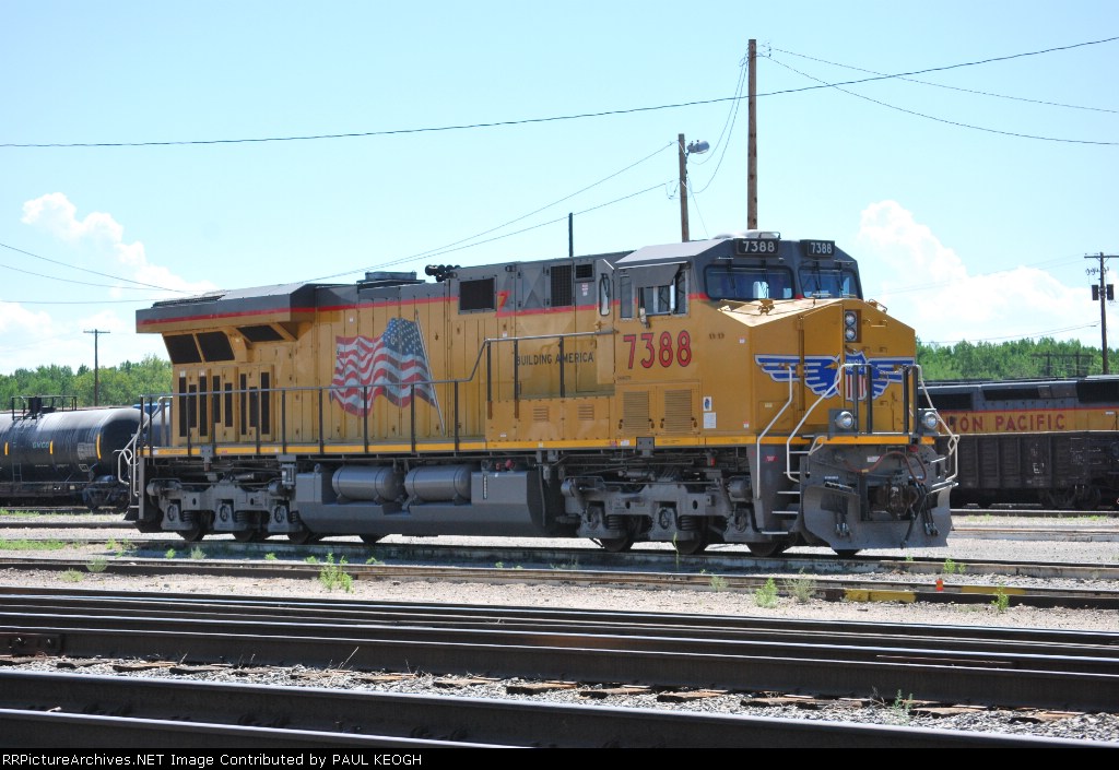 UP 7388 sits all by herself on the cab track east UP Ogden yd.
